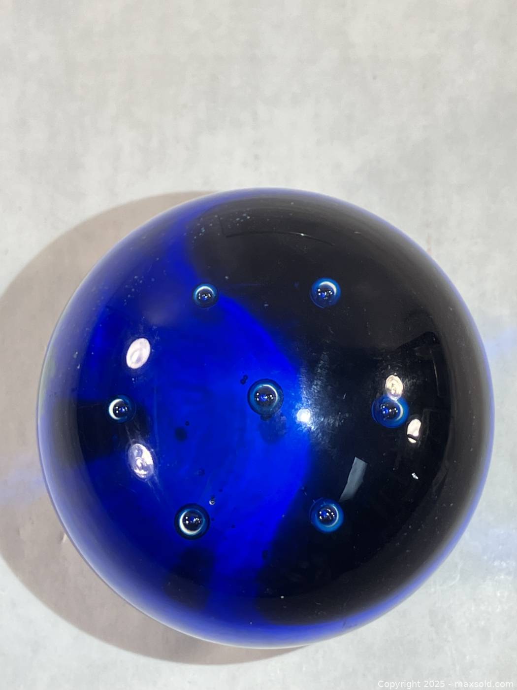 Cobalt blue hand blown art glass paperweight | Maxsold