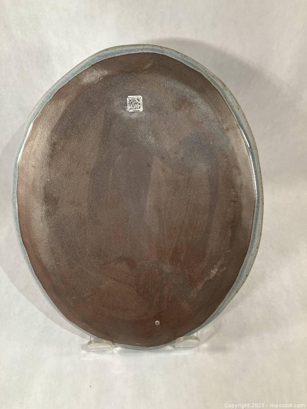 Japanese hand-formed oval dish with cranes | Maxsold