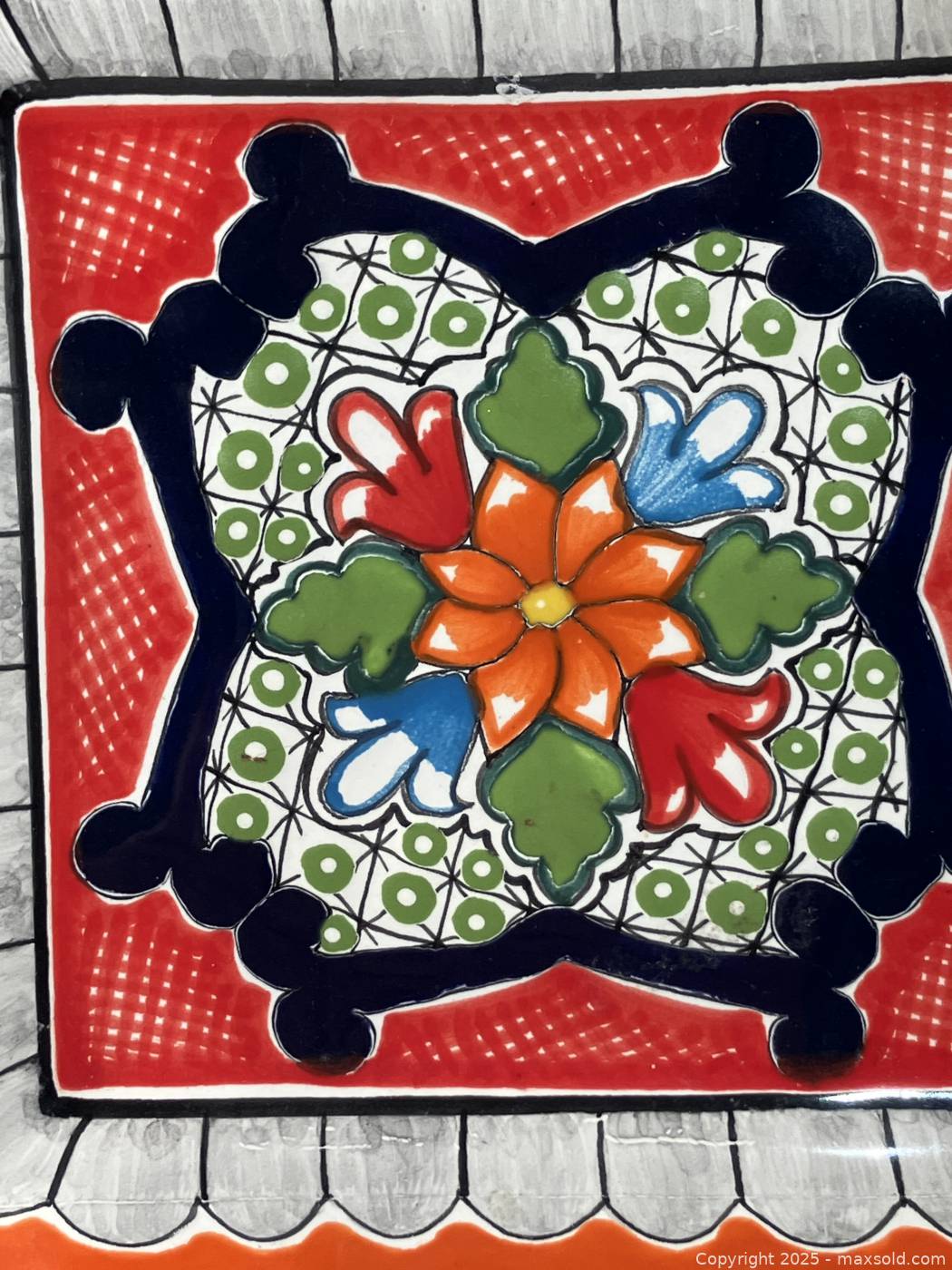 Talavera square glazed dish signed Hernandez | Maxsold
