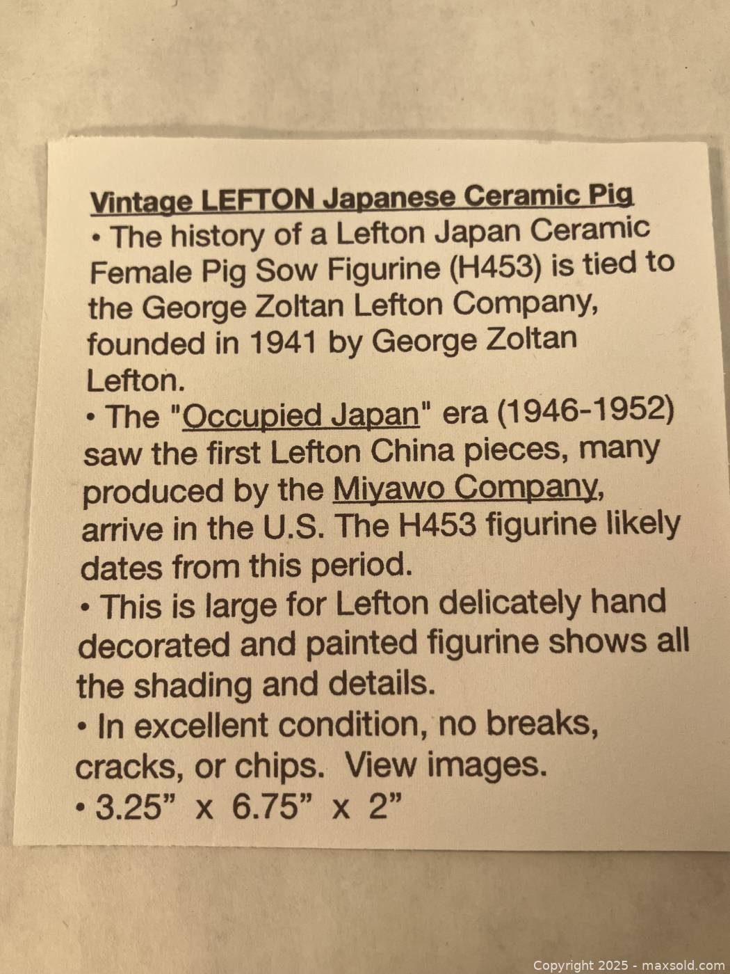Lefton Japan ceramic female pig figurine H453 | Maxsold