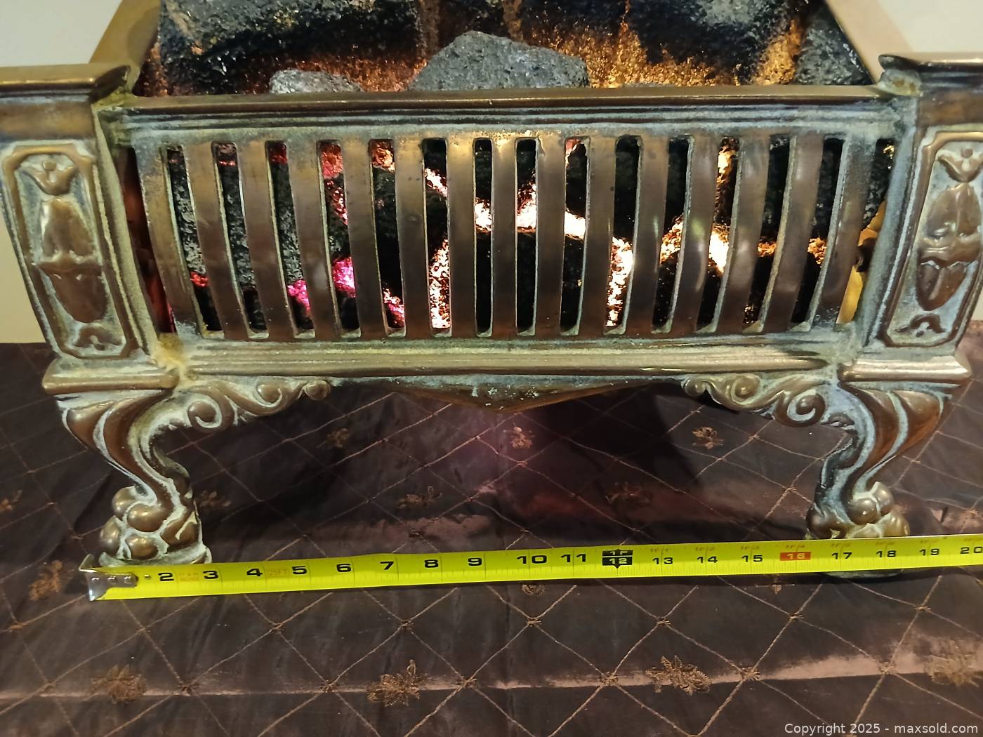 Magicoal copper-tone electric faux coal fireplace heater | Maxsold