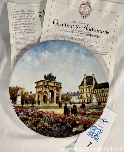 Louis Dali limited edition Limoges Paris plate with COA | Maxsold