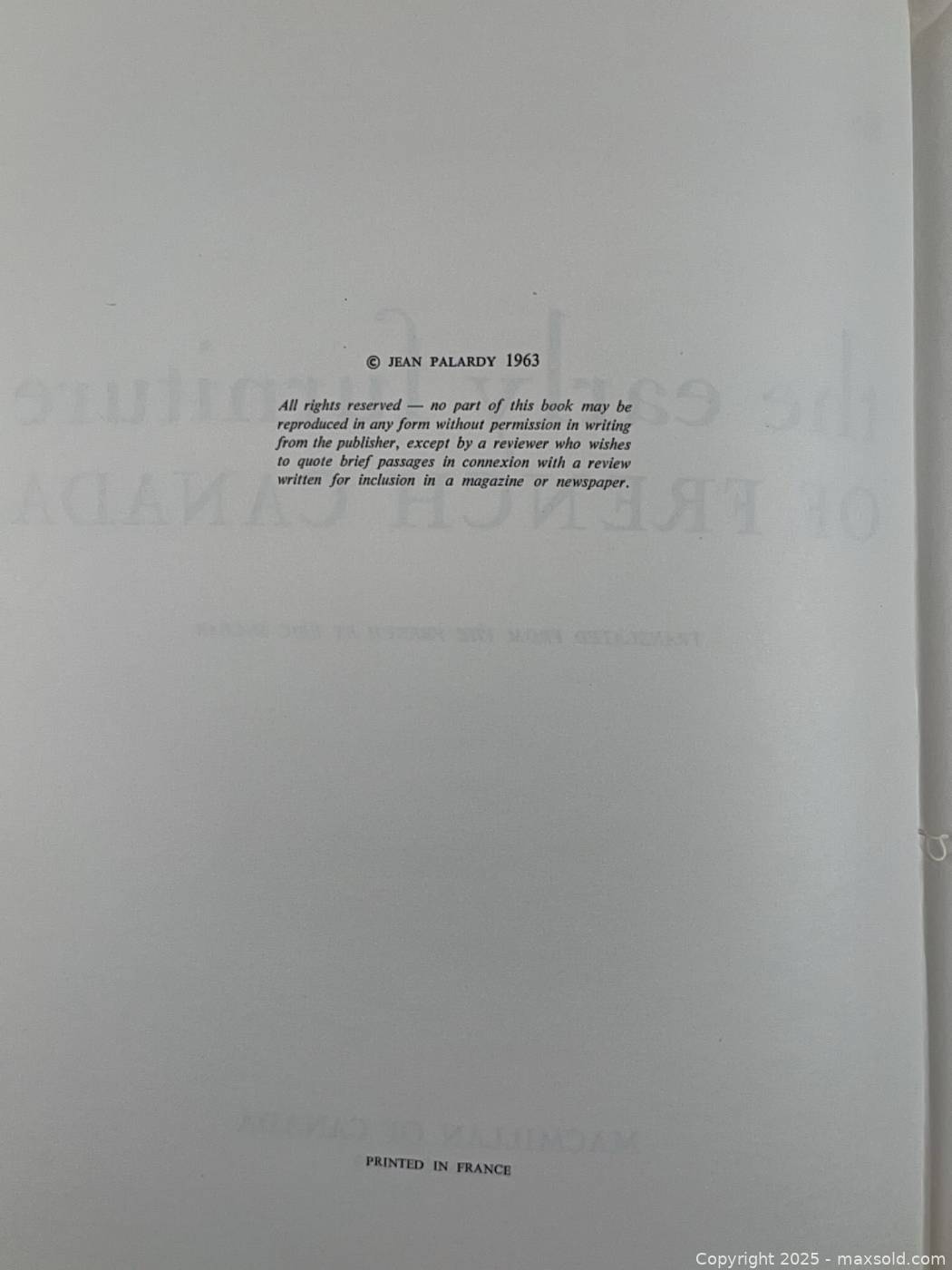 Palardy The Early Furniture of French Canada 1963 First Edition | Maxsold