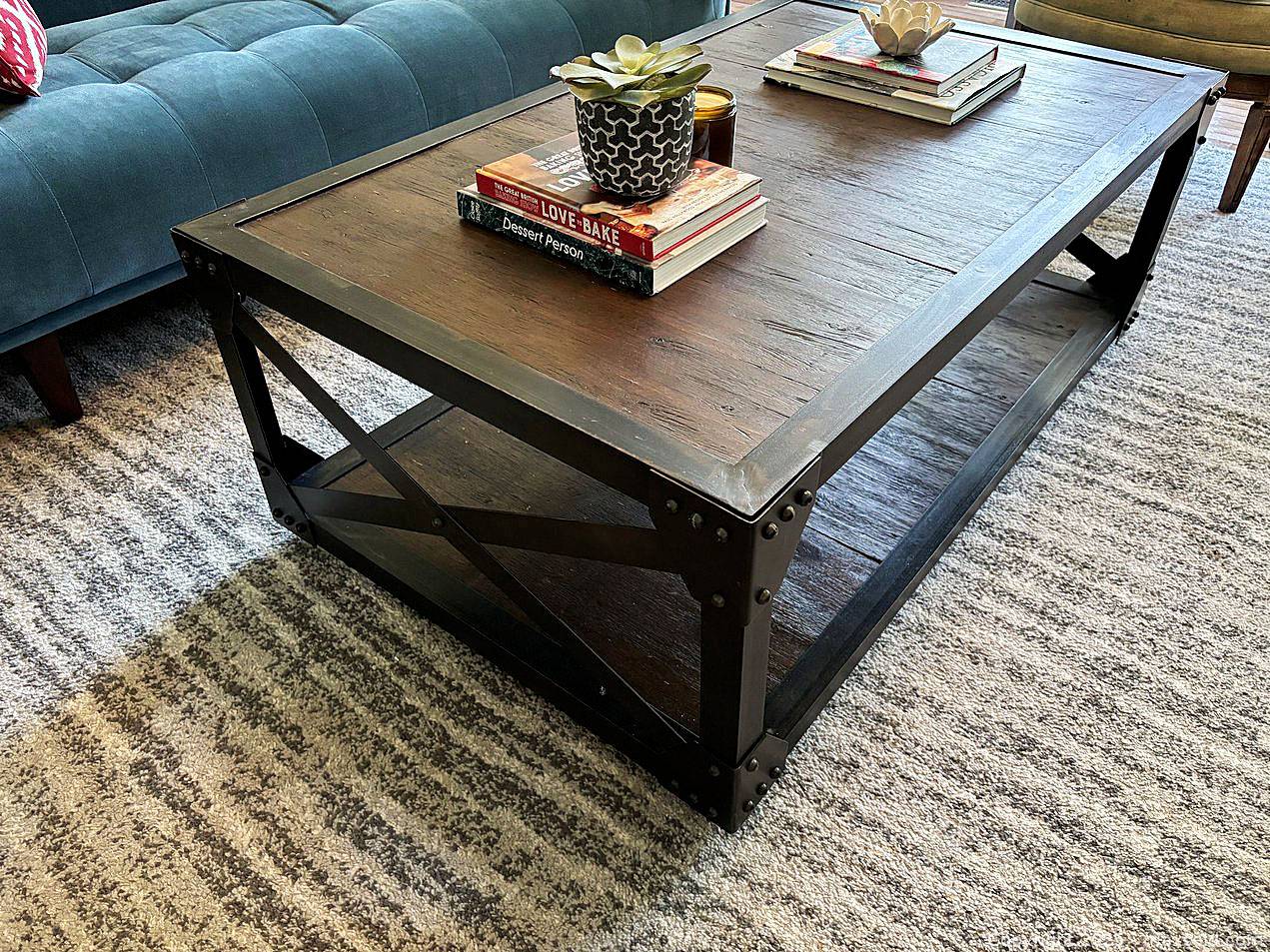 Industrial rustic coffee table wood and metal | Maxsold