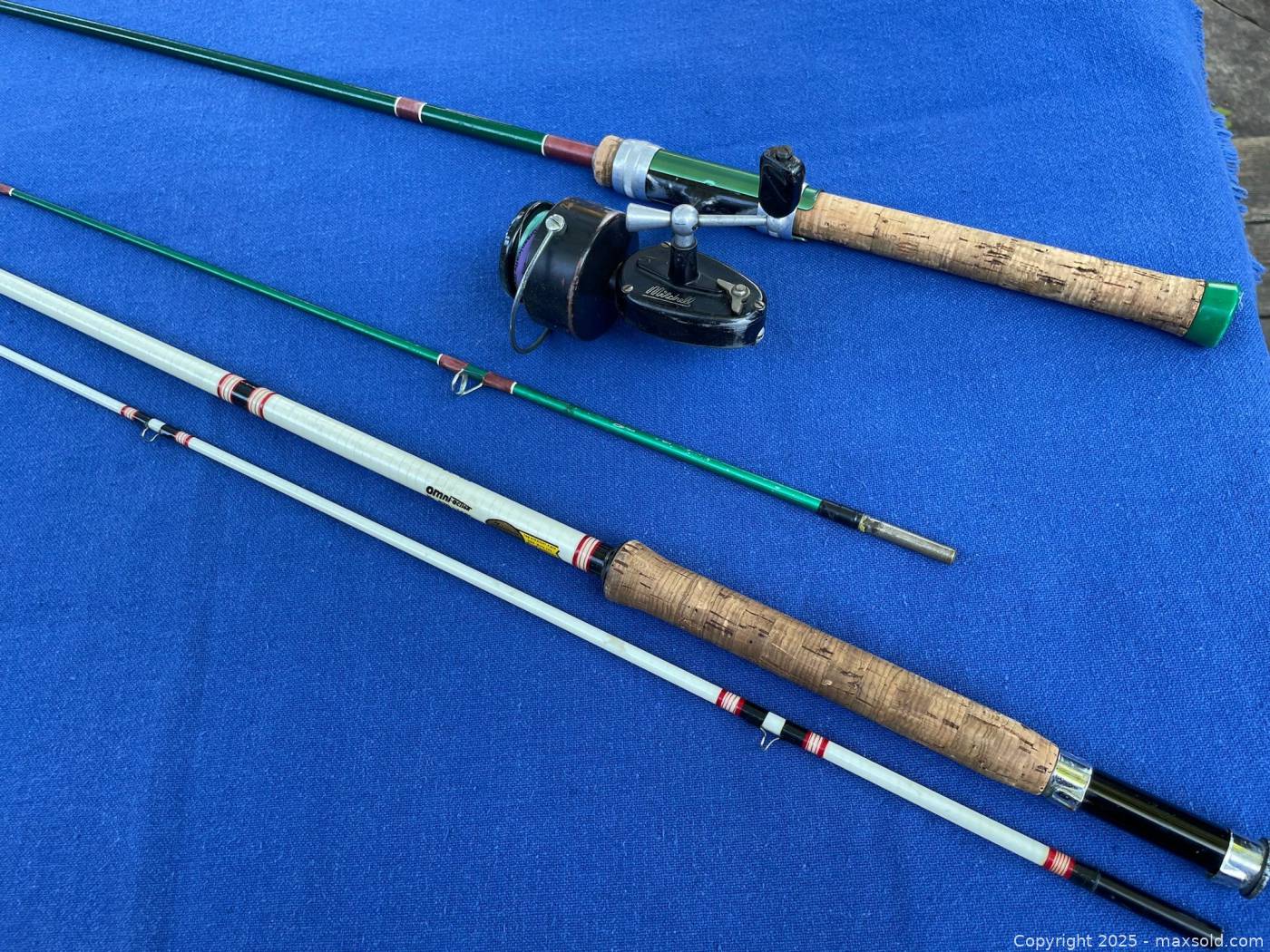 2 vintage Shakespeare and Action Rod fishing rods with Mitchell ...