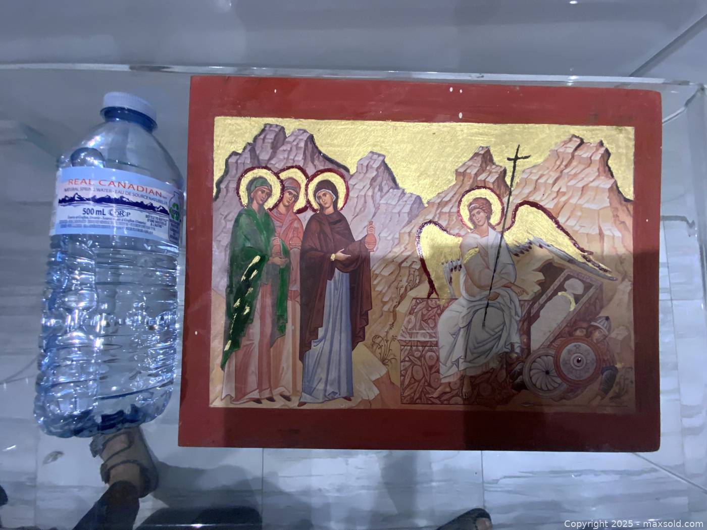 Vintage hand-painted gilt icon on wood board | Maxsold