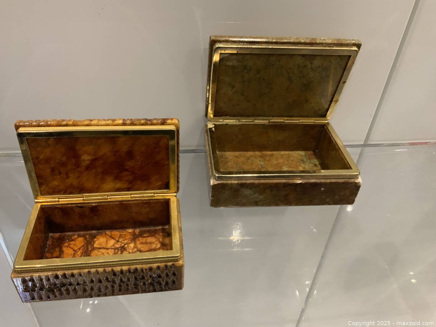 Pair Italian marble hinged boxes | Maxsold