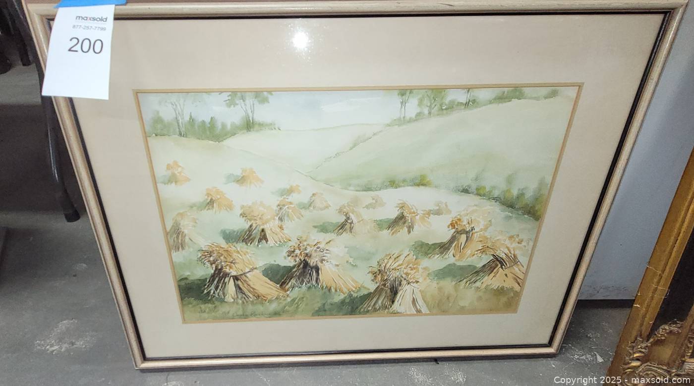 Framed Watercolour Wheat Field Painting | Maxsold