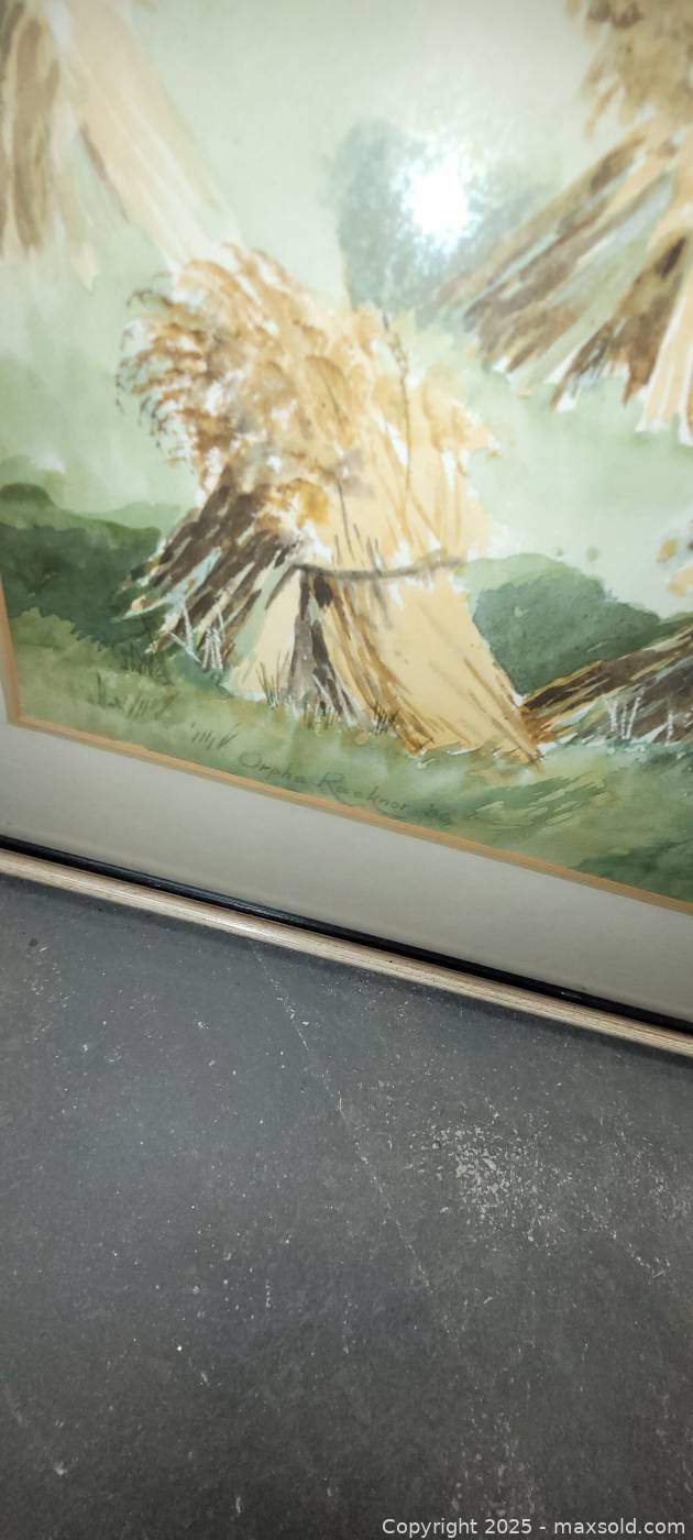 Framed Watercolour Wheat Field Painting | Maxsold