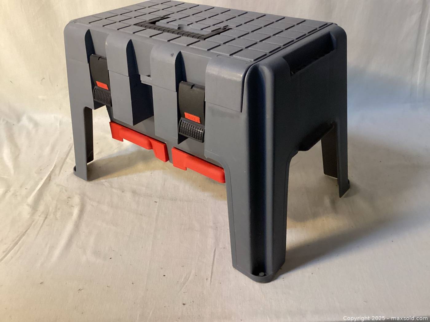 Plastic step-stool toolbox with drawers | Maxsold