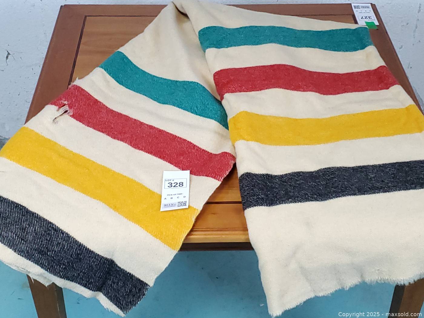 Vintage wool striped blanket 70" x 70" | Maxsold