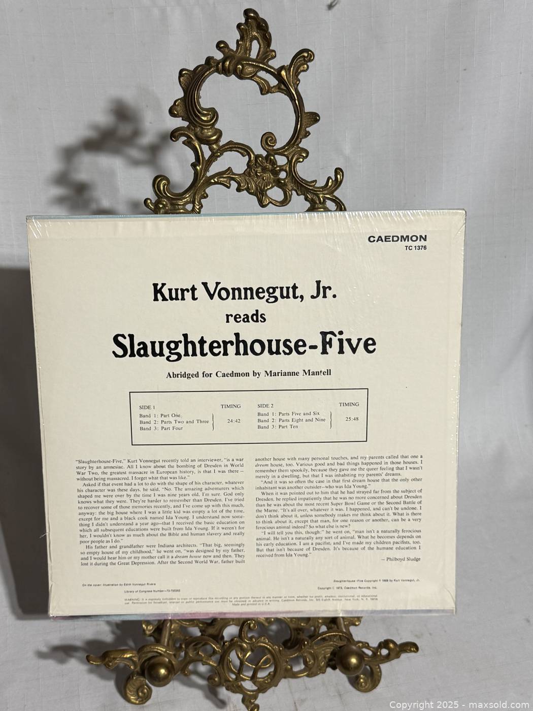 Kurt Vonnegut Jr. Reads Slaughterhouse-Five LP | Maxsold