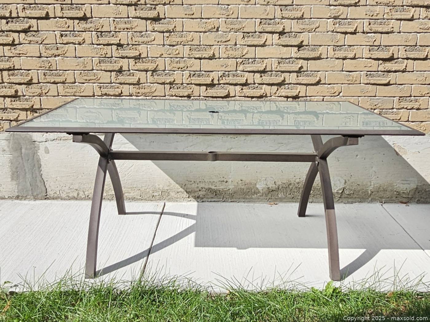 Square Glass Patio Table Metal Frame | Maxsold