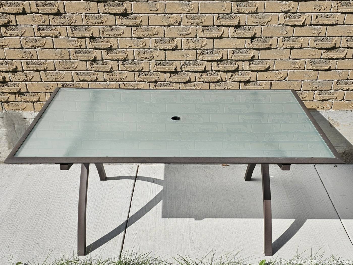 Square Glass Patio Table Metal Frame | Maxsold
