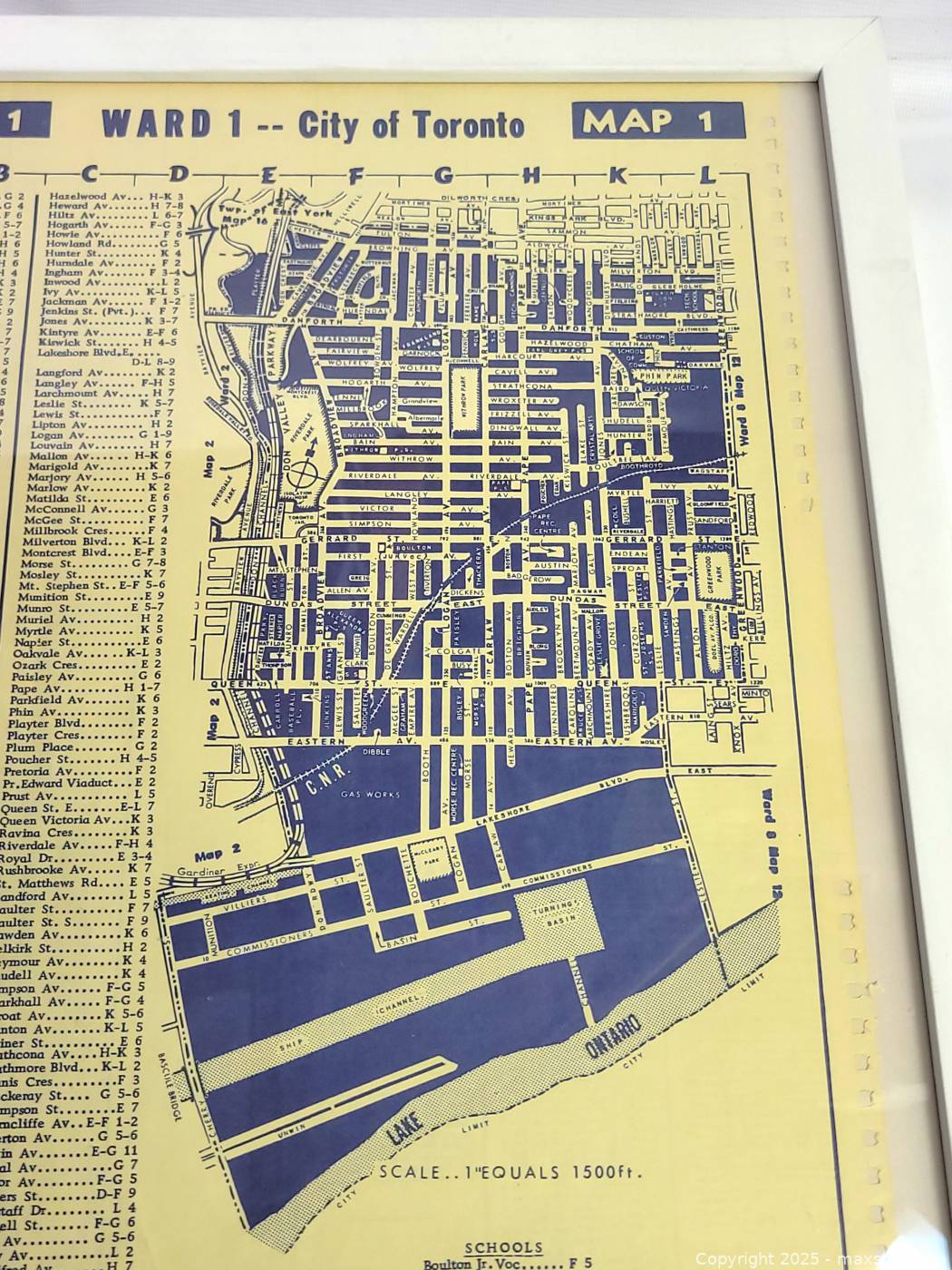 Vintage 1961 City of Toronto Ward 1 framed map | Maxsold