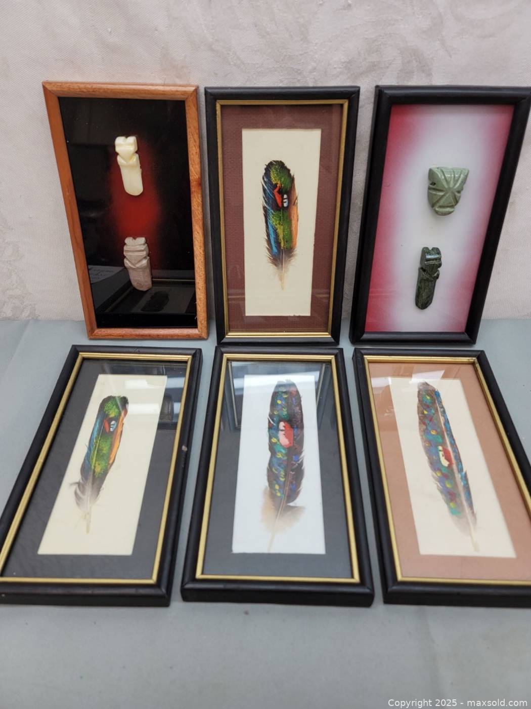 Hand-painted Costa Rican feather art and framed reproduction Pre ...