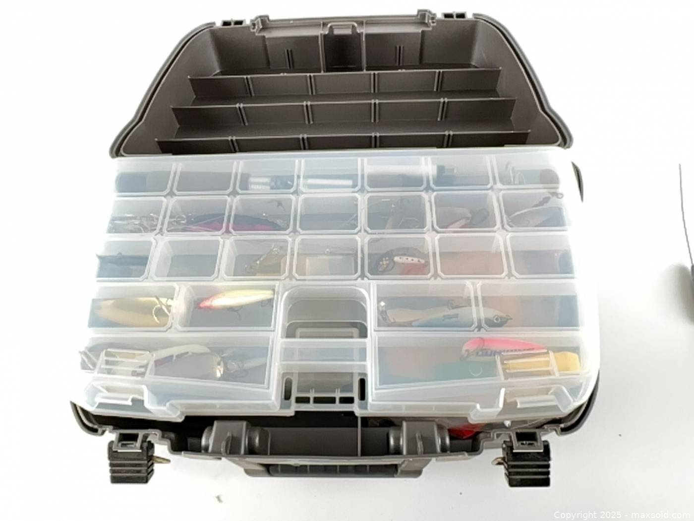 Plano hard plastic tackle box with fishing tackle | Maxsold