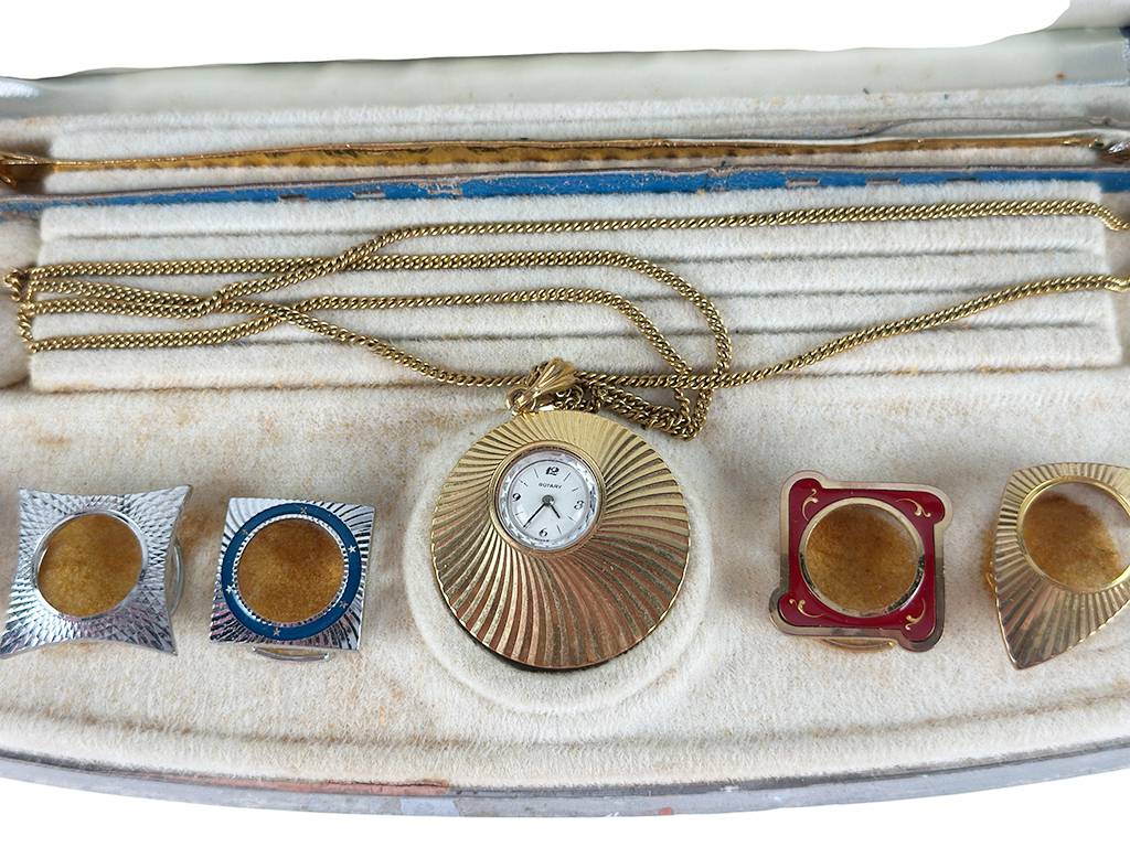 Rotary pendant watch companion set with chain and interchangeable ...