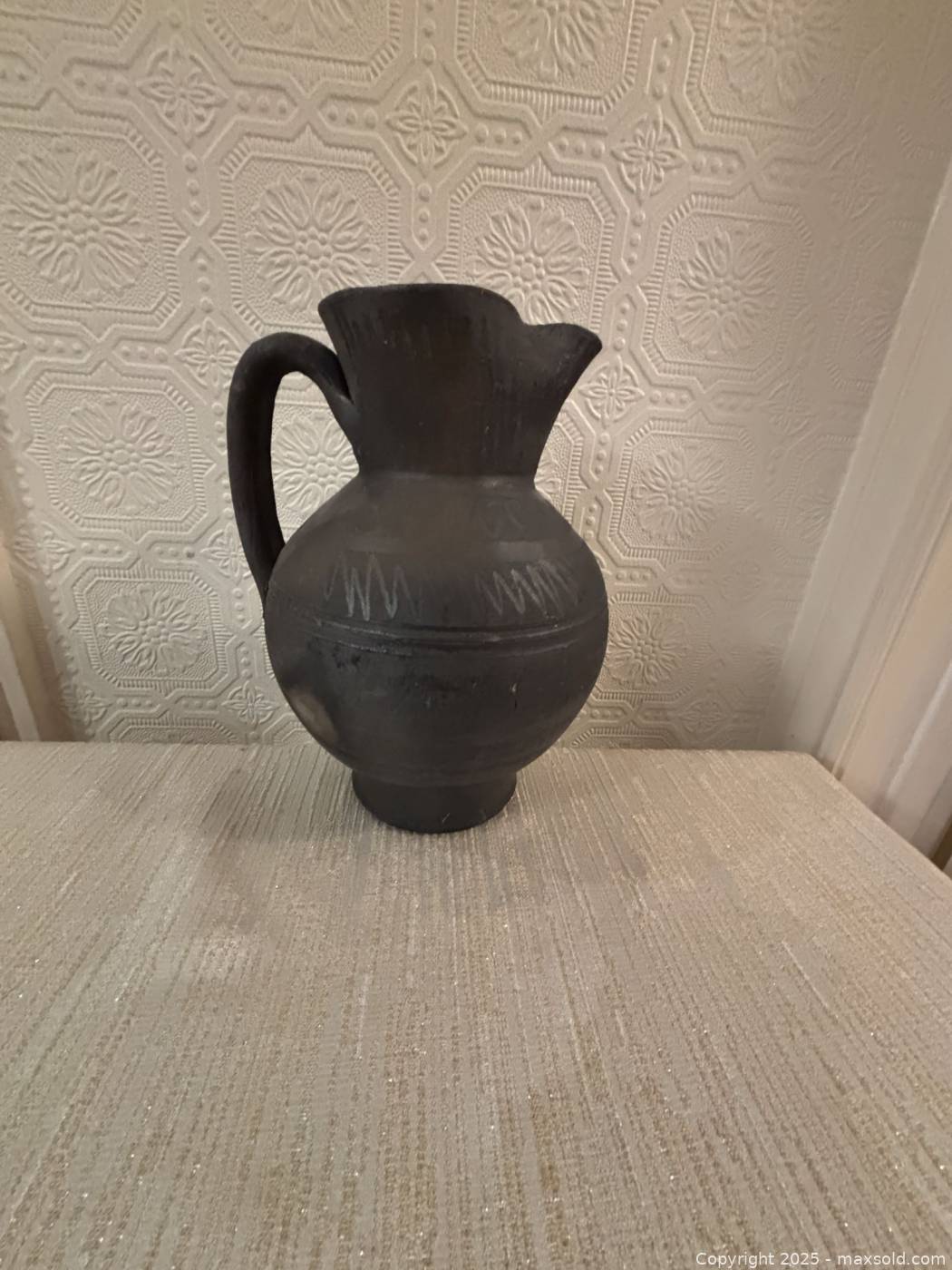 Black Ceramic Patterned Jug | Maxsold