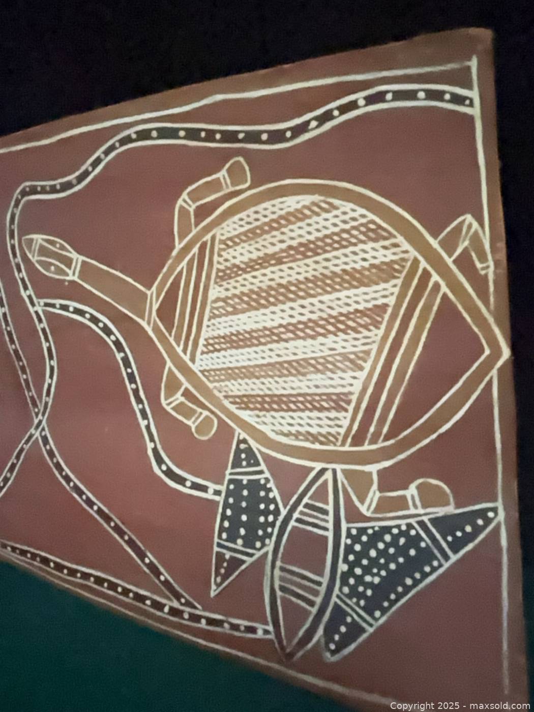 Indigenous bark painting "Turtles in the Billabong" | Maxsold