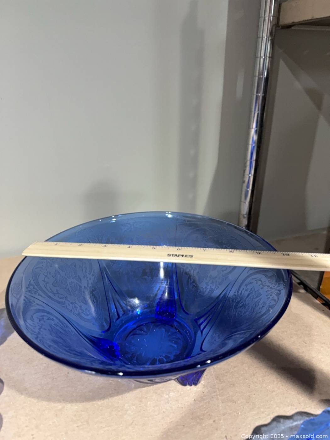 Vintage cobalt blue pressed glass serving set | Maxsold