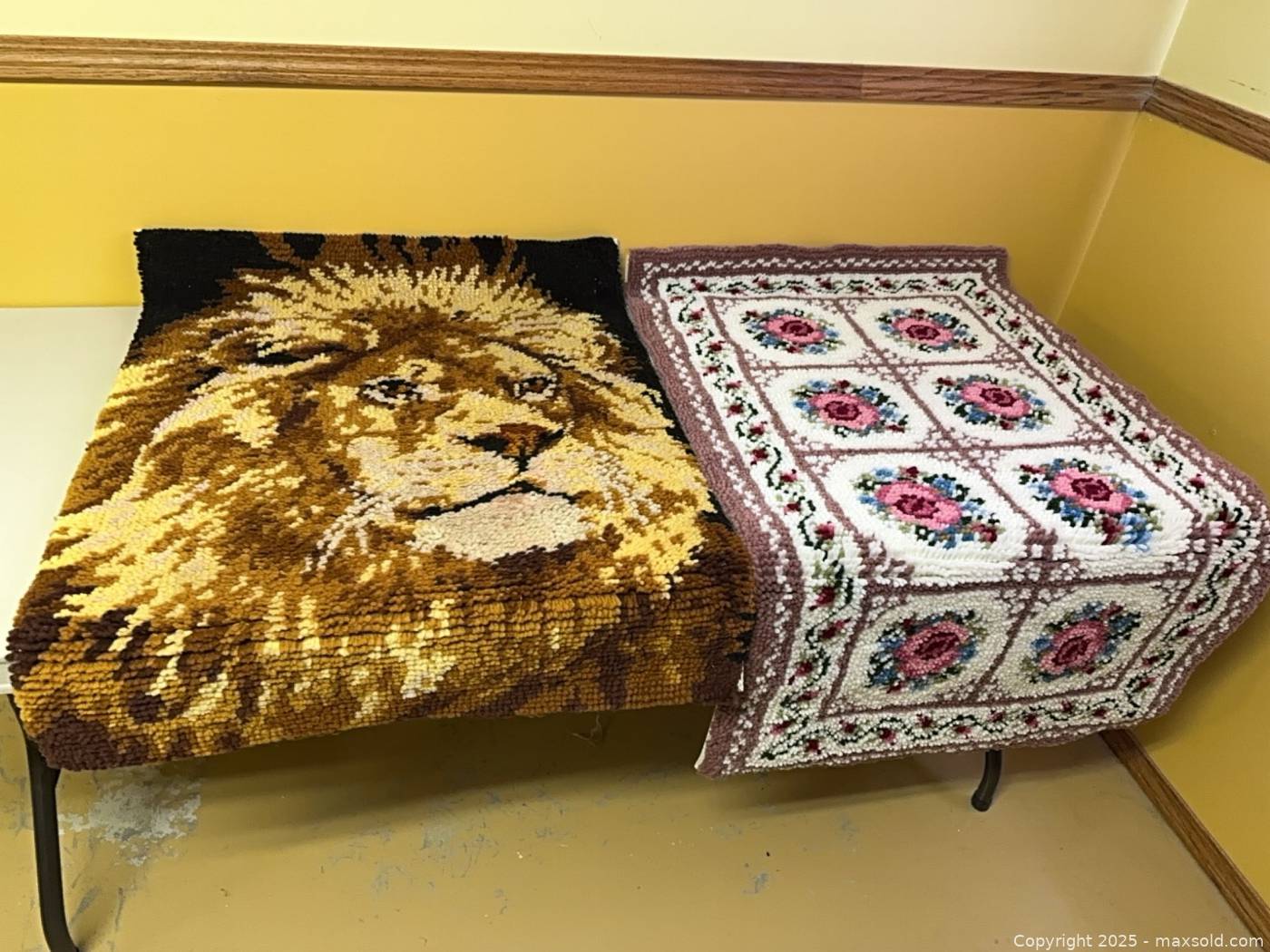Handmade Latch Hook Rugs – Lion & Floral | Maxsold