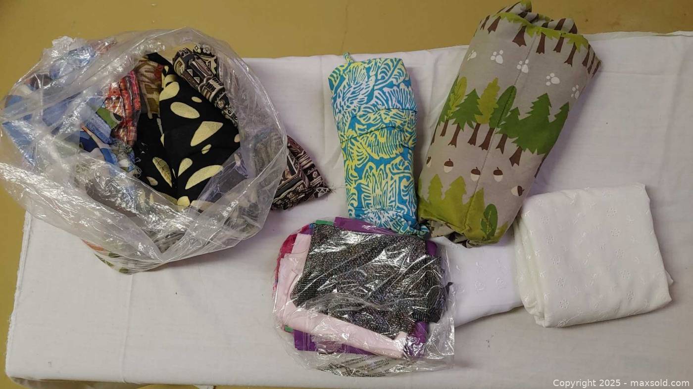 Vintage wood sewing cabinet with Brother Coverstitch machine and fabric ...