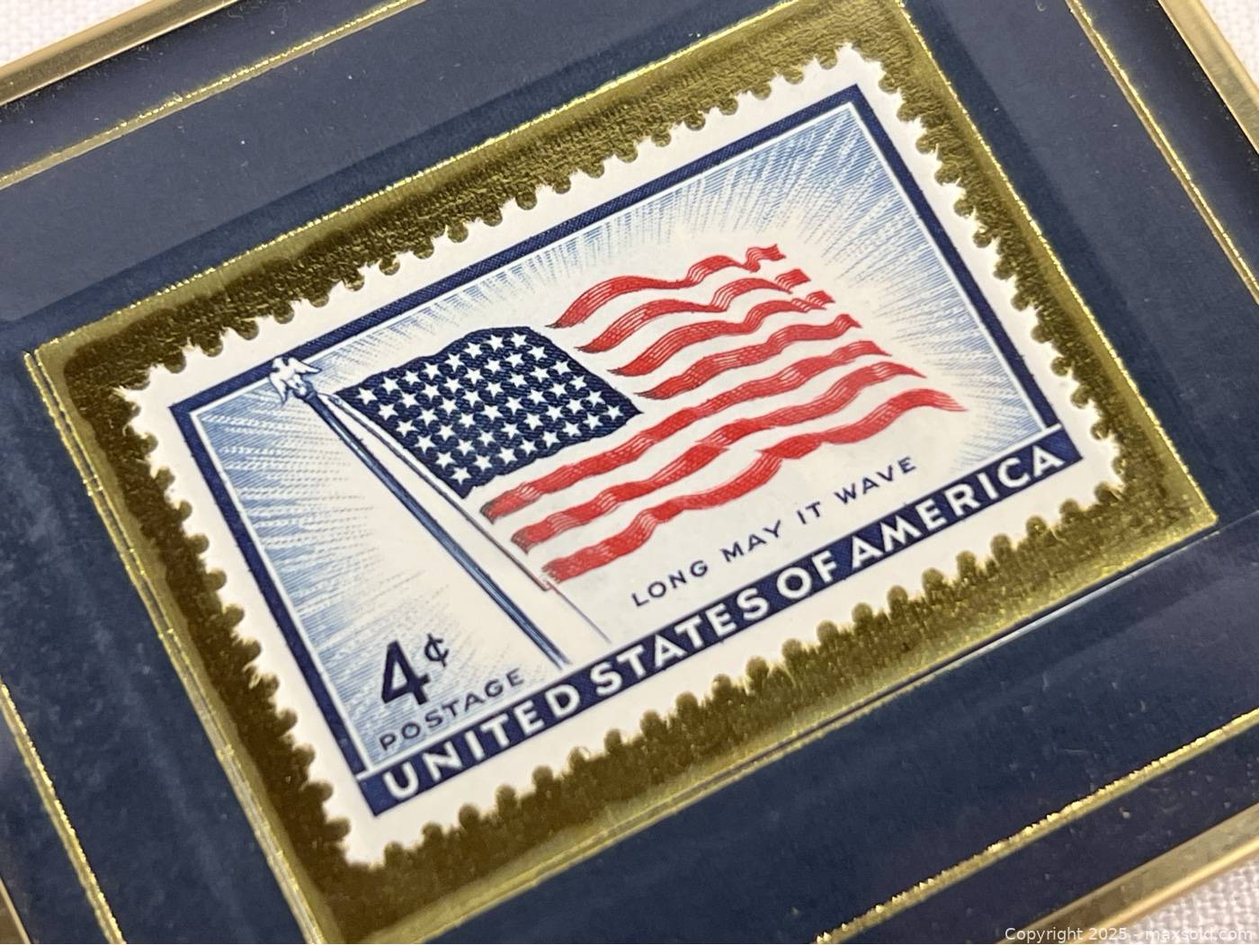 Limited edition cased 4¢ “Long May It Wave” U.S. postage stamp display ...