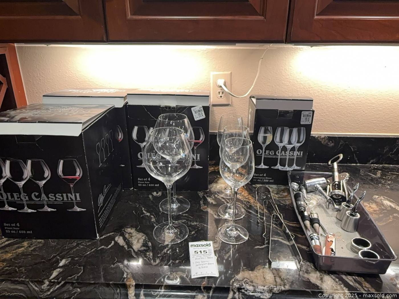 Oleg Cassini crystal stemware and bar tools | Maxsold