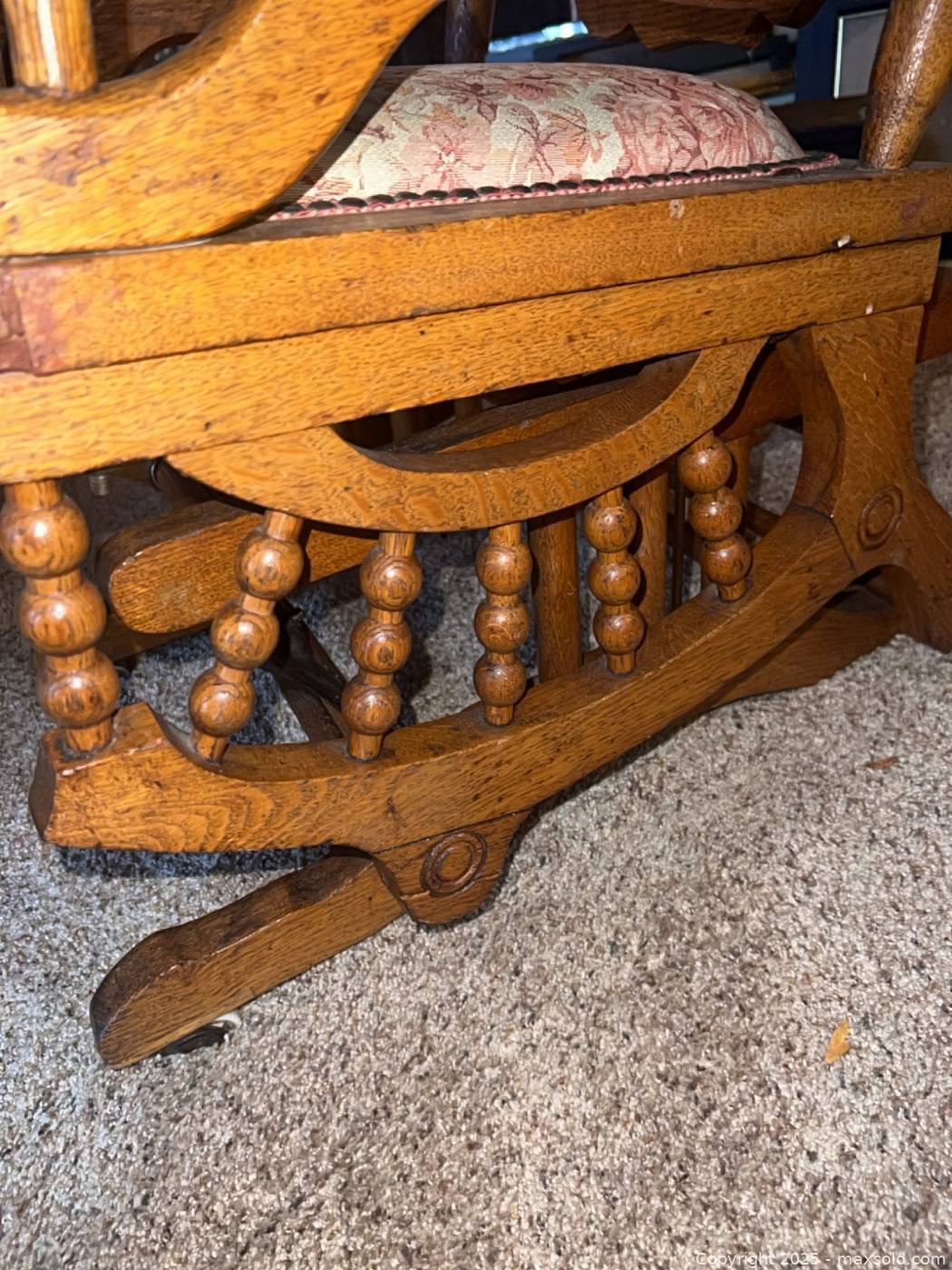 Solid wood honey oak glider rocking chair | Maxsold