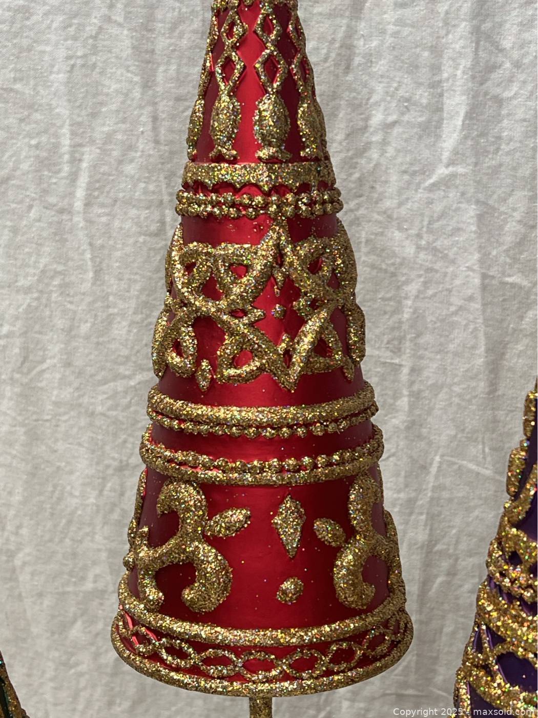 4 jeweled cone Christmas trees on pedestal bases | Maxsold