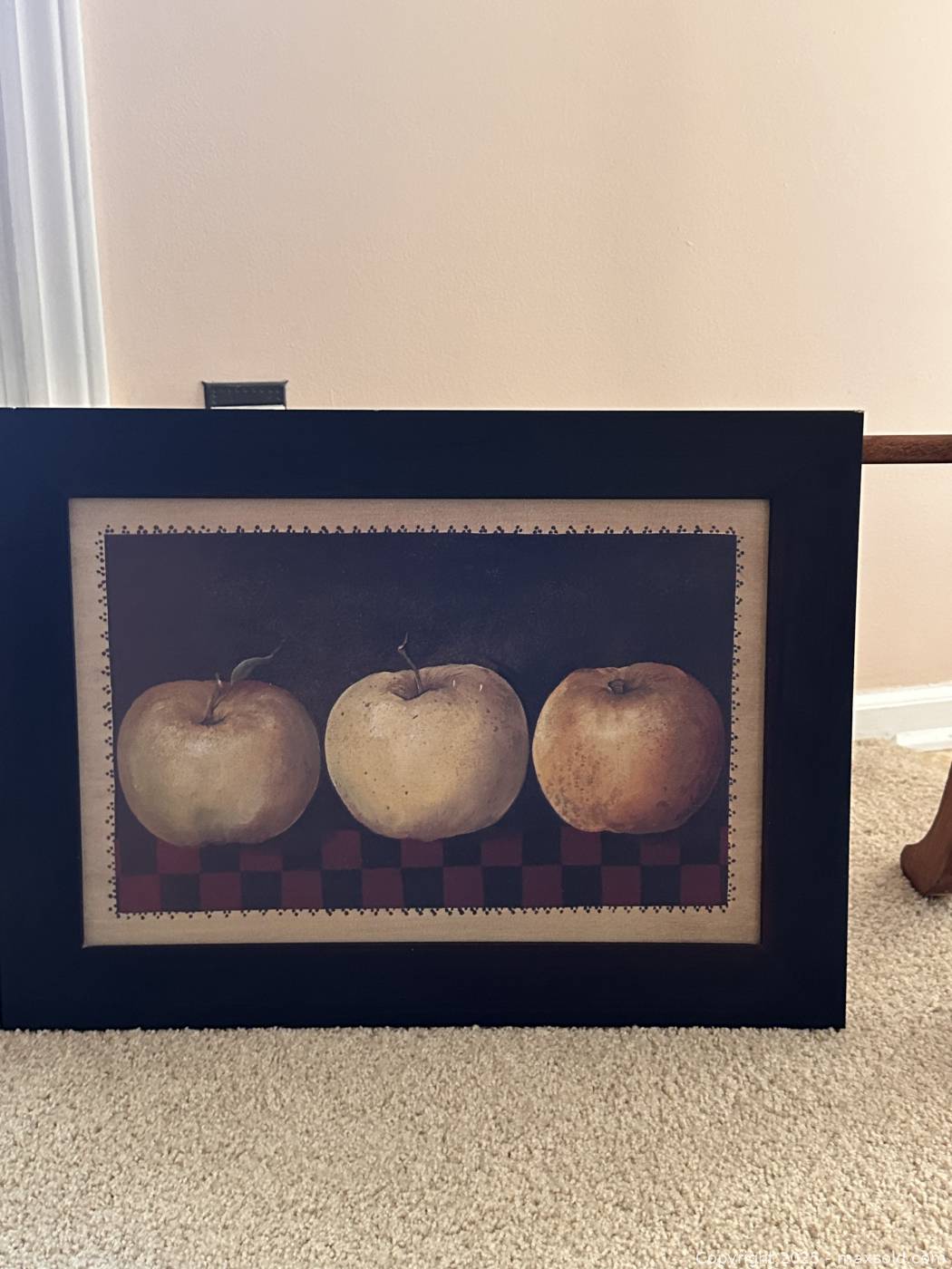 Wood Quilt Rack and Mary Beth Baxter Apples Print | Maxsold