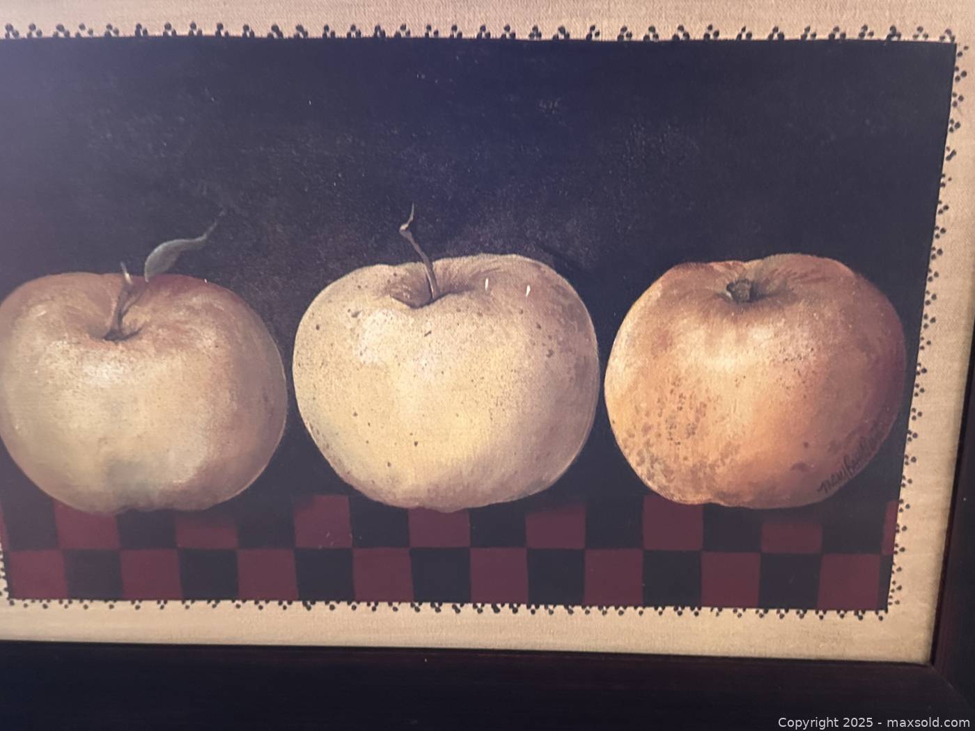 Wood Quilt Rack and Mary Beth Baxter Apples Print | Maxsold