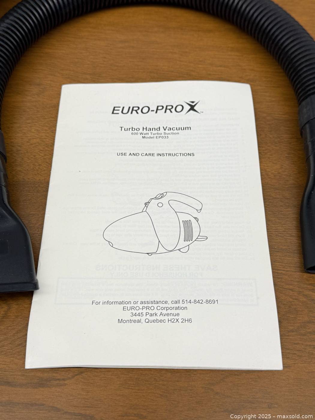 Shark Euro-Pro X Turbo handheld vacuum with hose and five accessories ...