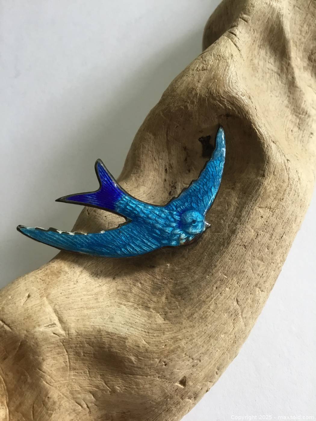Sterling Silver Blue Enamel Brooch & Ring | Maxsold