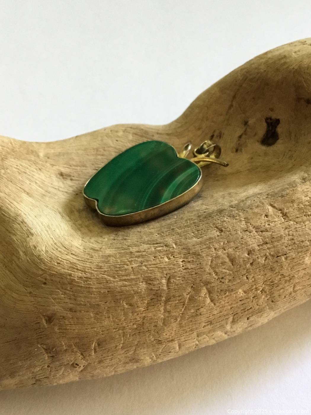 Vermeil Sterling Silver Malachite Apple Pendant | Maxsold
