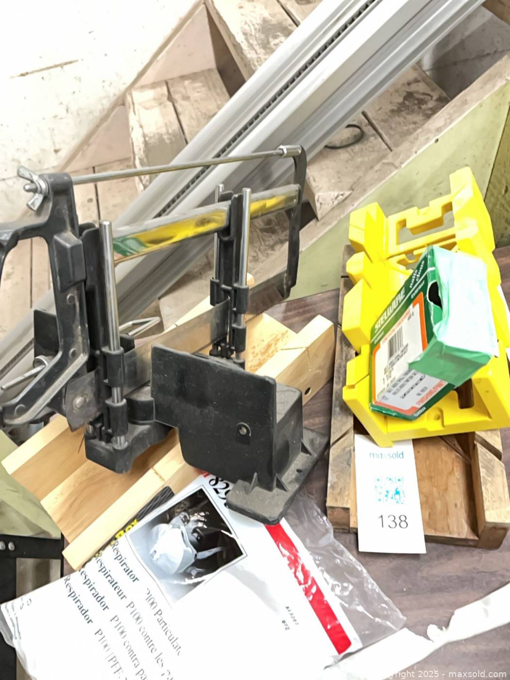 Pocket-hole bench drilling jig with clamp and accessories | Maxsold