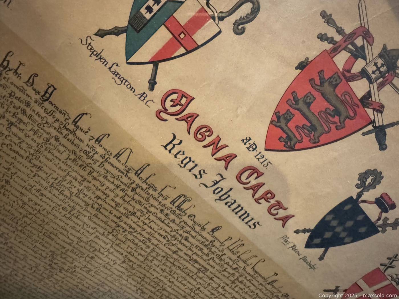 Antique framed Magna Carta print | Maxsold