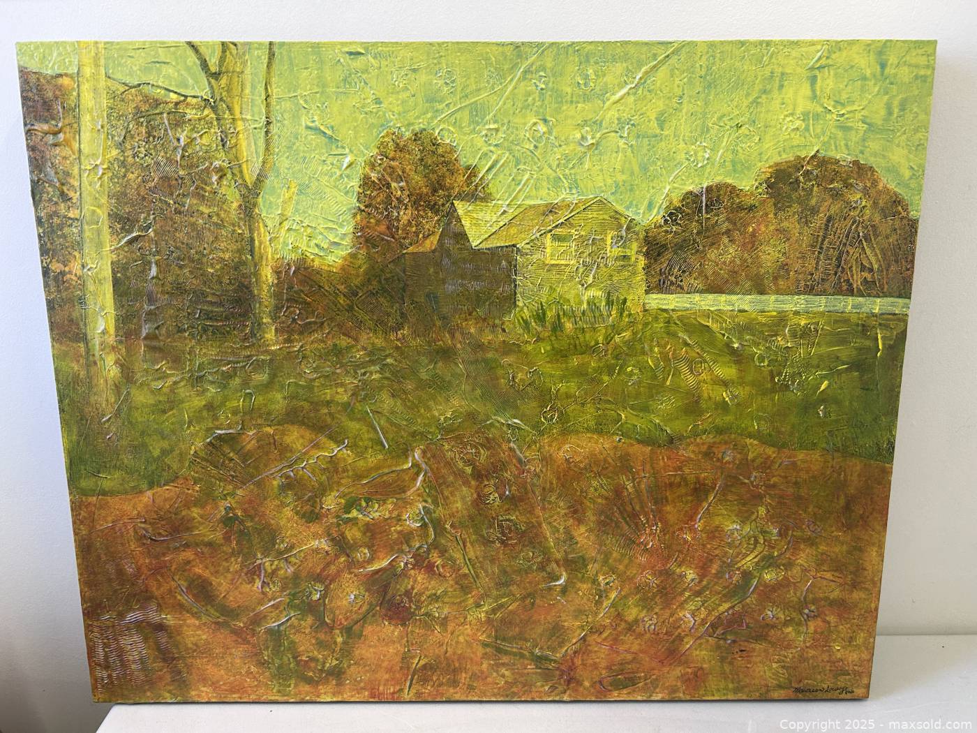 “Abandoned On Lakeridge Road” mixed-media oil painting on wood board ...