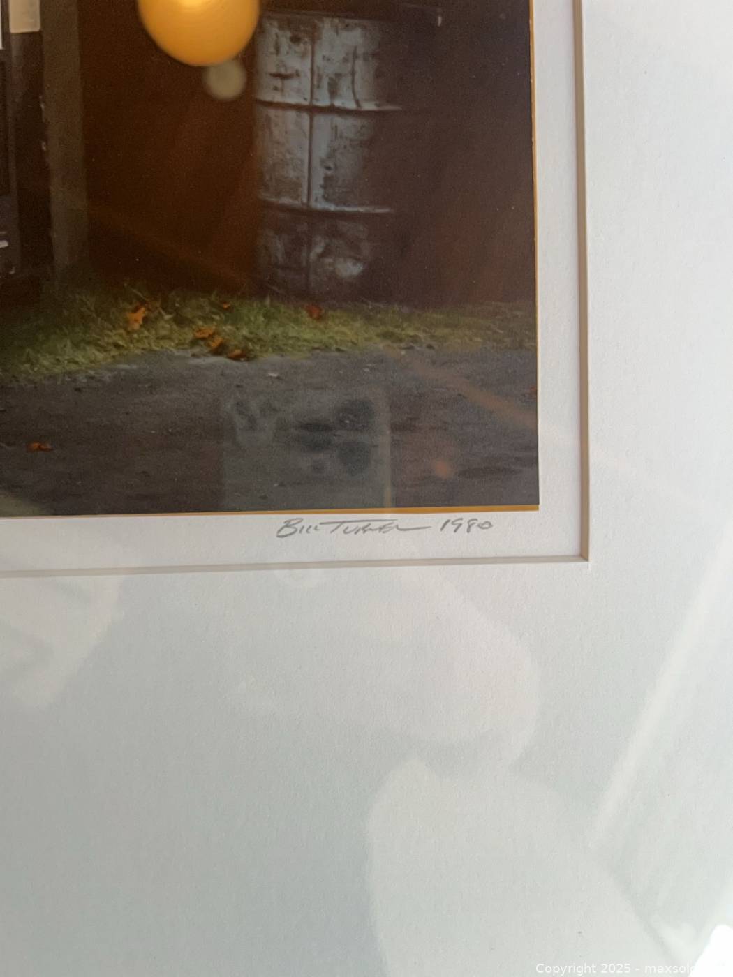 Bill Turner signed hand-colored photograph 1990 framed | Maxsold