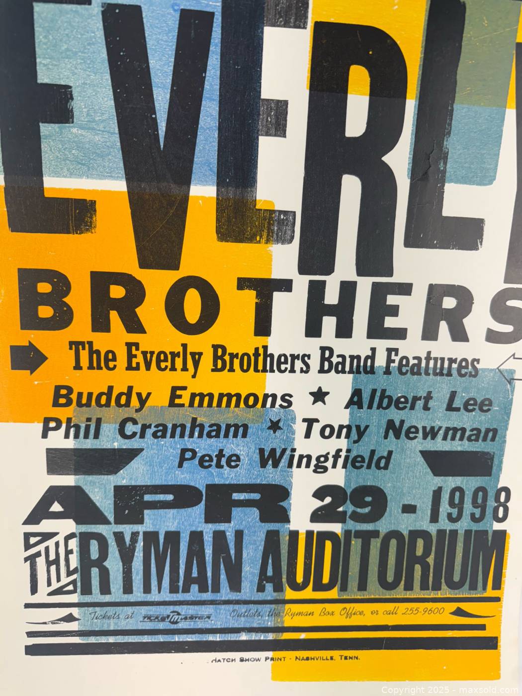 The Everly Brothers 1998 Ryman concert poster | Maxsold