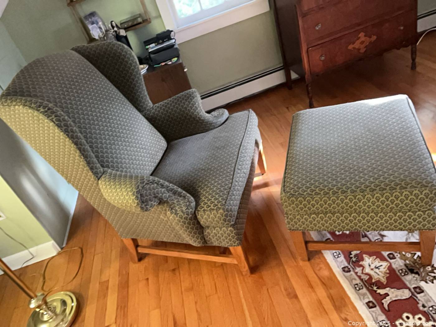 Broyhill wingback armchair and ottoman | Maxsold