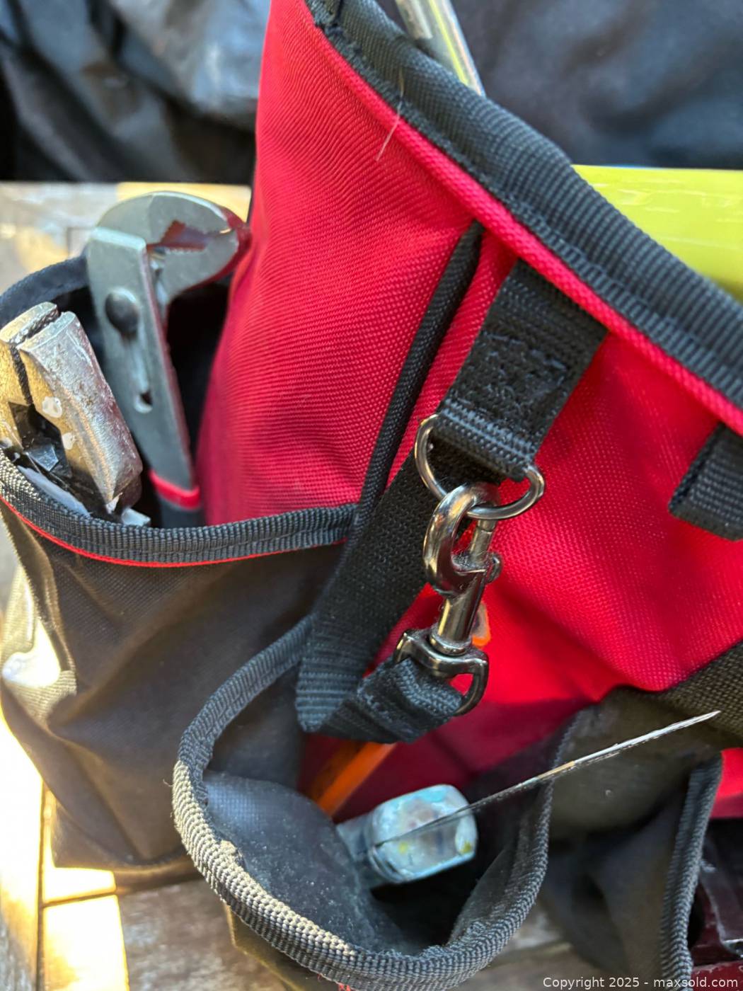 Husky open-top tool tote with hand tools | Maxsold