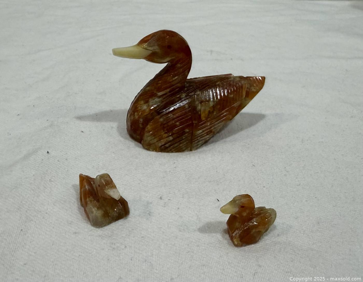Miniature Carved Stone Duck Figurines, 3pcs | Maxsold