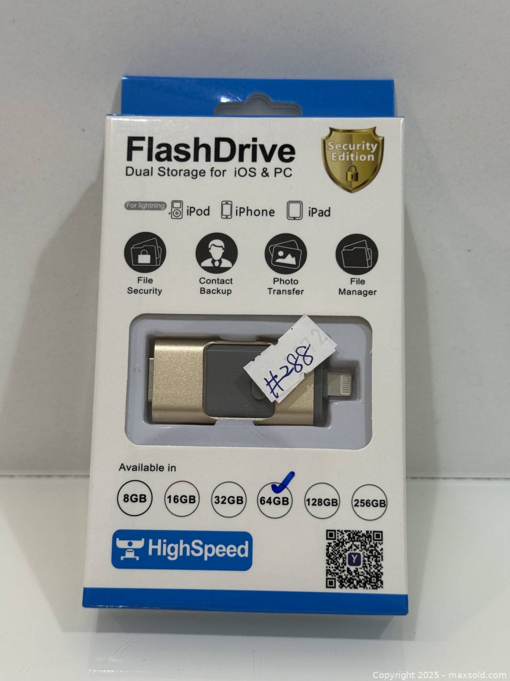 64GB dual-interface flash drive, Lightning & USB-A | Maxsold