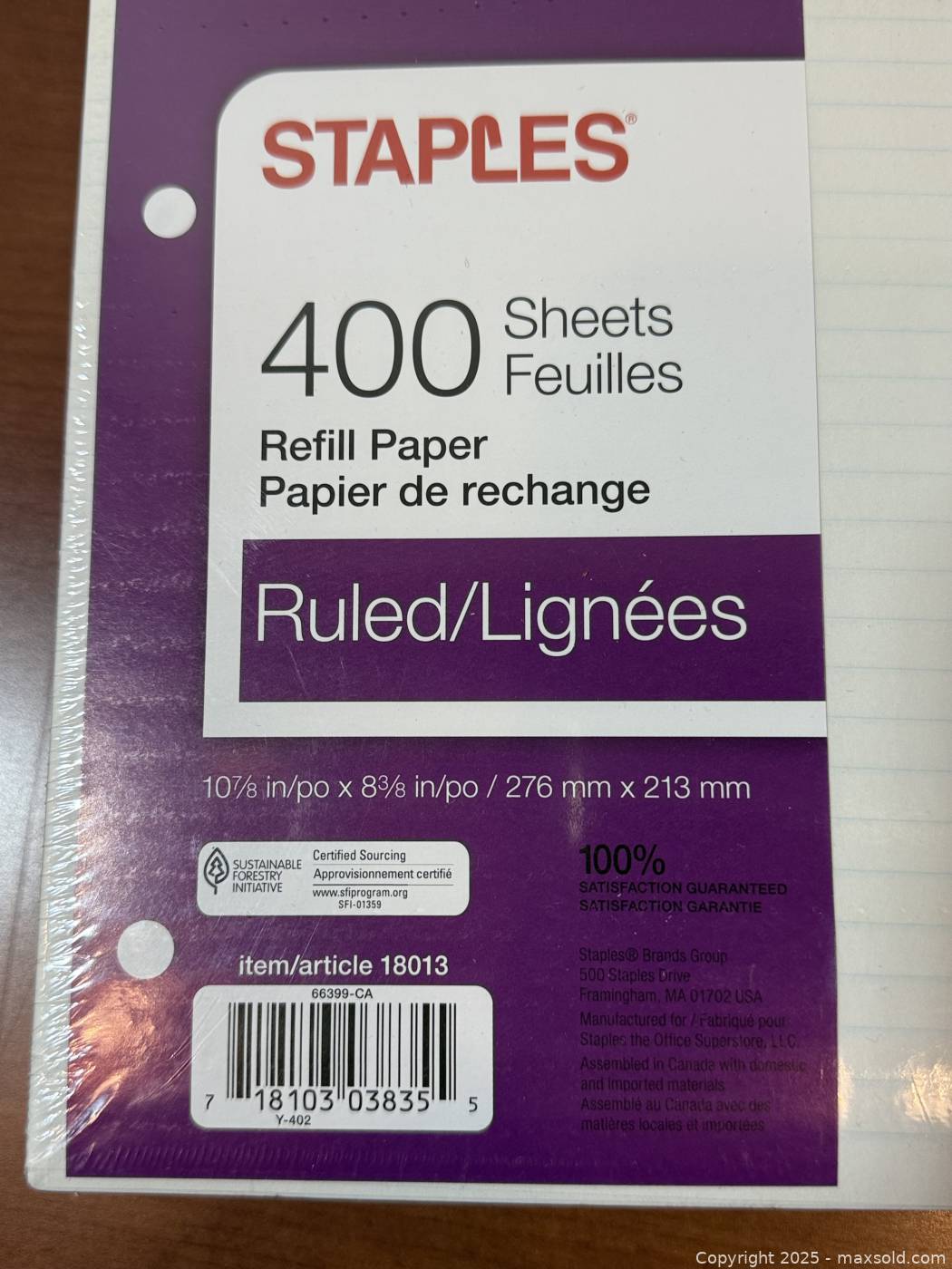 Staples 400-sheet ruled refill paper | Maxsold