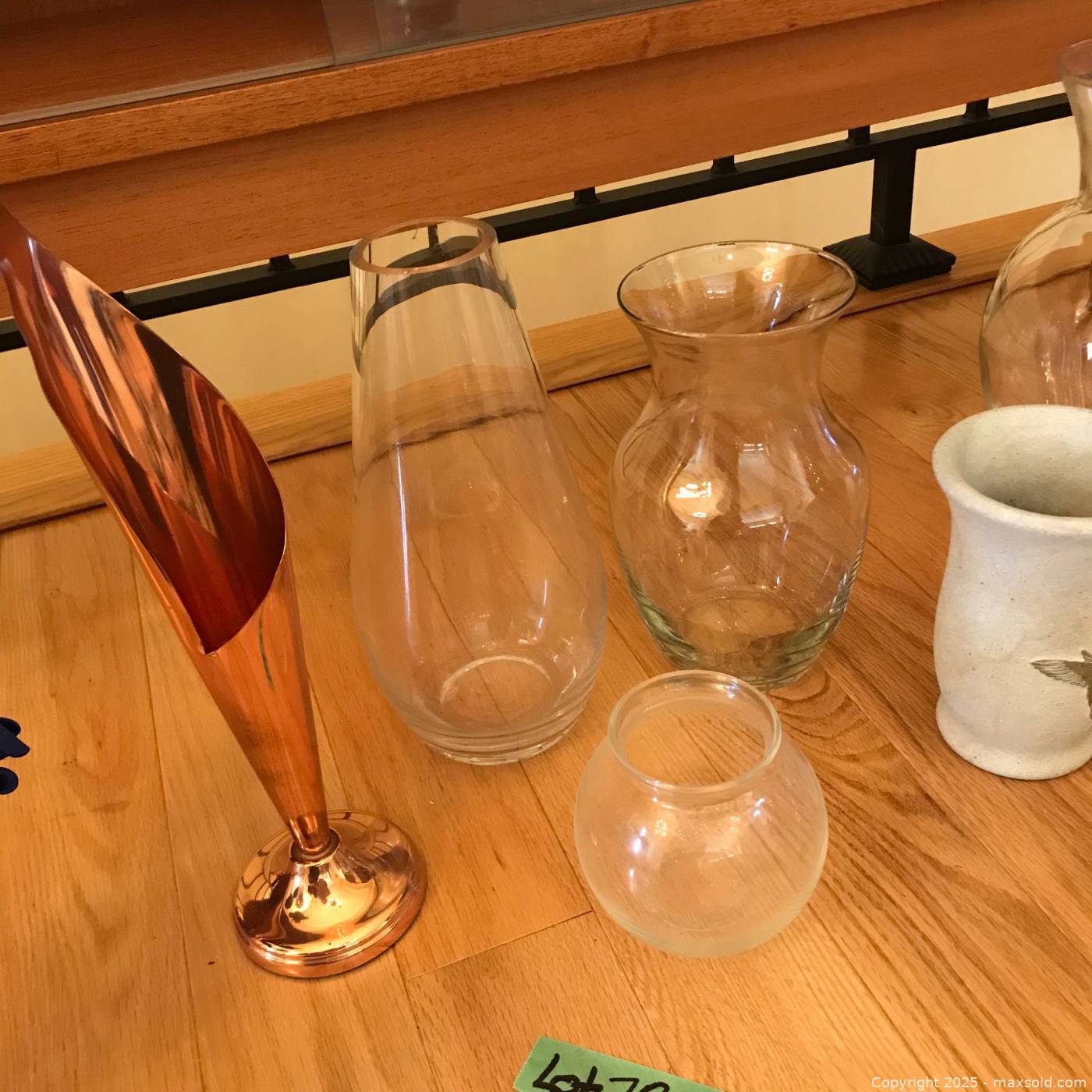 Assorted glass, ceramic & metal vases plus art glass bowl | Maxsold