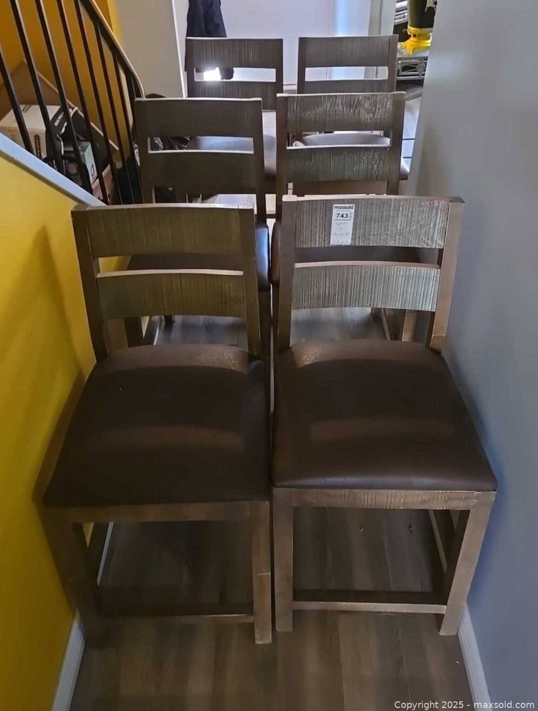 6 rustic ladder-back dining chairs | Maxsold