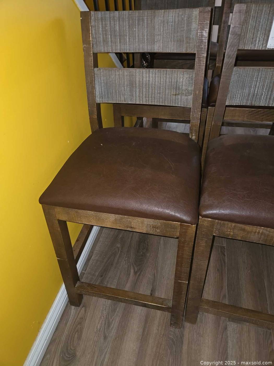 6 rustic ladder-back dining chairs | Maxsold
