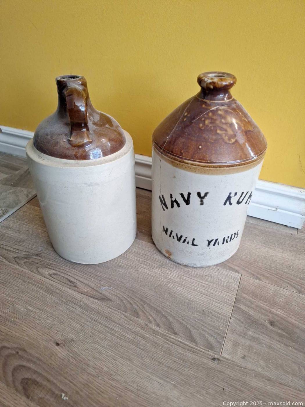 Stoneware Shoulder Jugs, Navy Rum & Plain | Maxsold